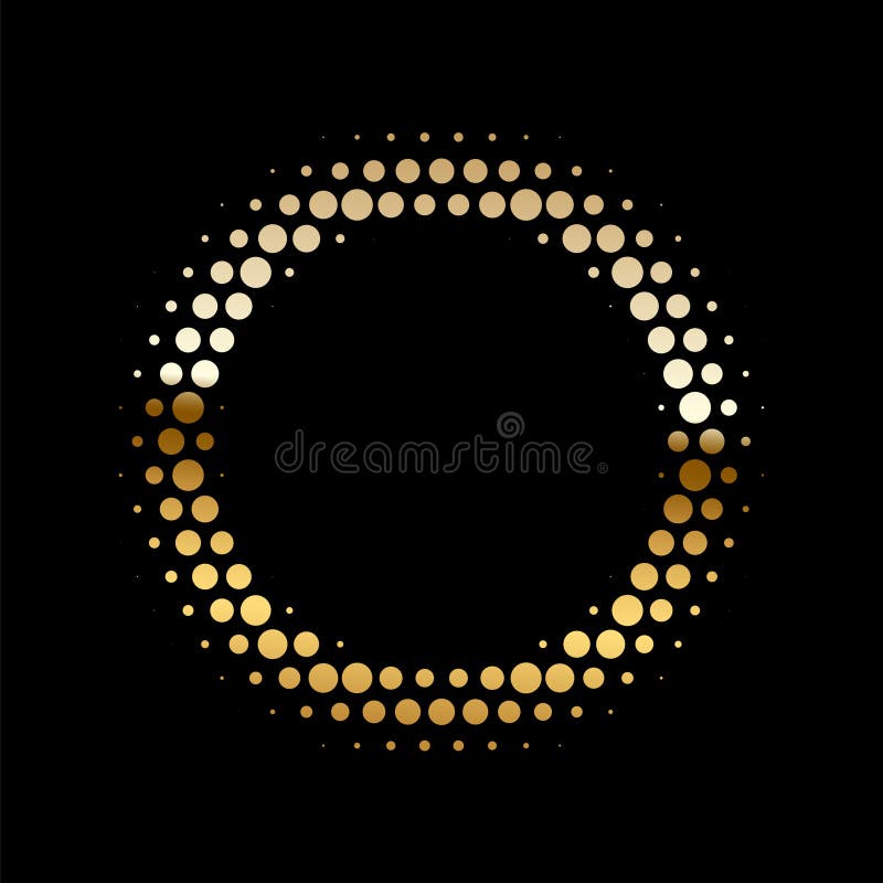 Gold Dotted Luxury Halftone Round Frame. Golden Shining Abstract ...