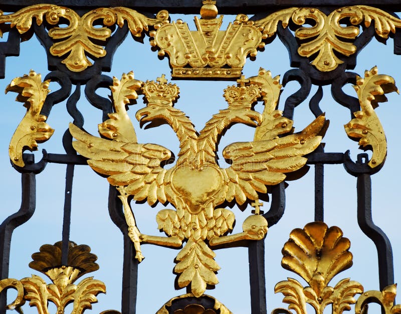 Gold Double Headed Eagle on the Gates Stock Image - Image of heraldic ...
