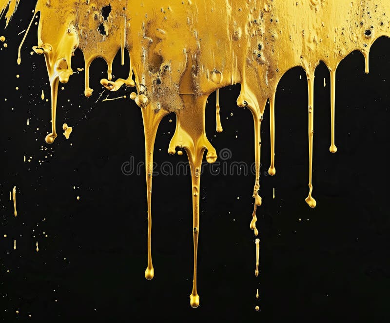 Gold Drip Splash on a Black Background, Generative AI Stock ...