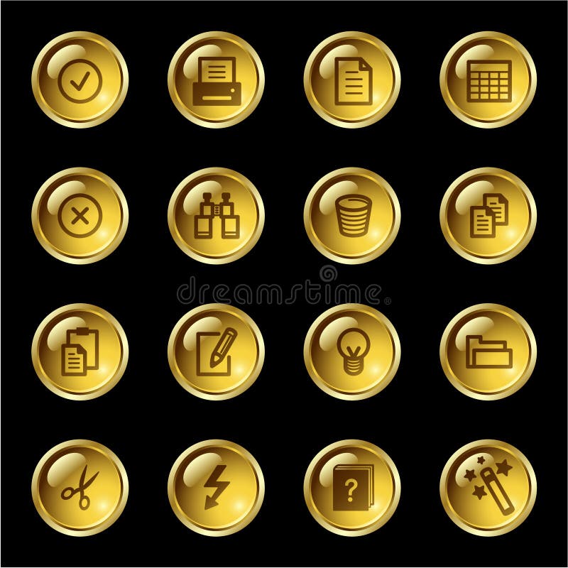 Gold drop media icons stock vector. Illustration of sign - 4778914