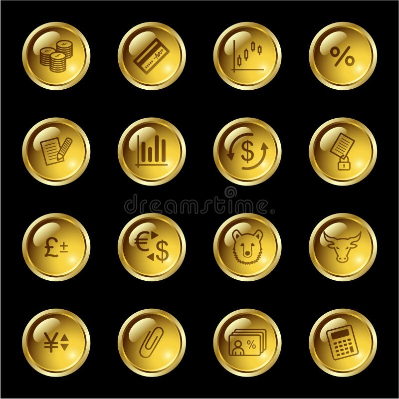 Gold drop media icons stock vector. Illustration of sign - 4778914