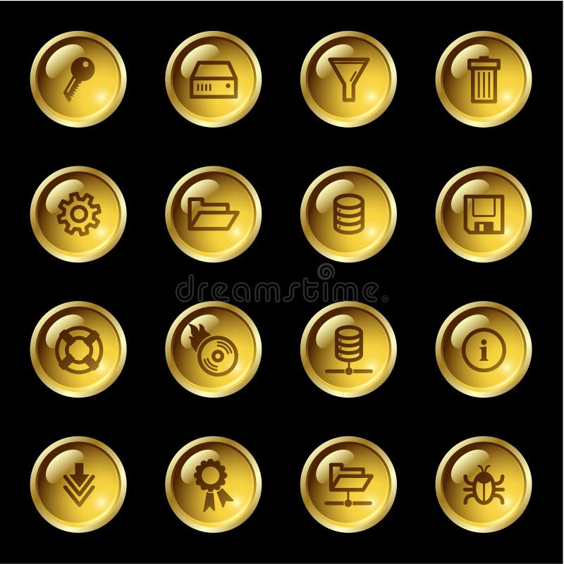 Gold drop media icons stock vector. Illustration of sign - 4778914