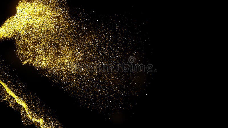 Gold Dust Blown Away by the Wind and Scattered. 3d Illustration of Gold ...