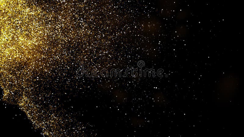 Gold Dust Blown Away by the Wind and Scattered. 3d Illustration of Gold ...
