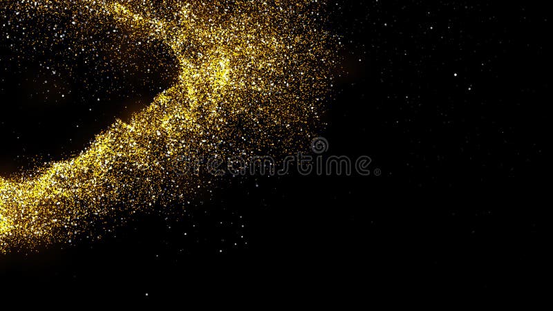 Gold Dust Blown Away by the Wind and Scattered. 3d Illustration of Gold ...