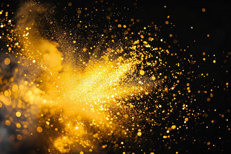 Gold Dust Explosion on Black Background, Golden Dust Explode, Gold Dust ...