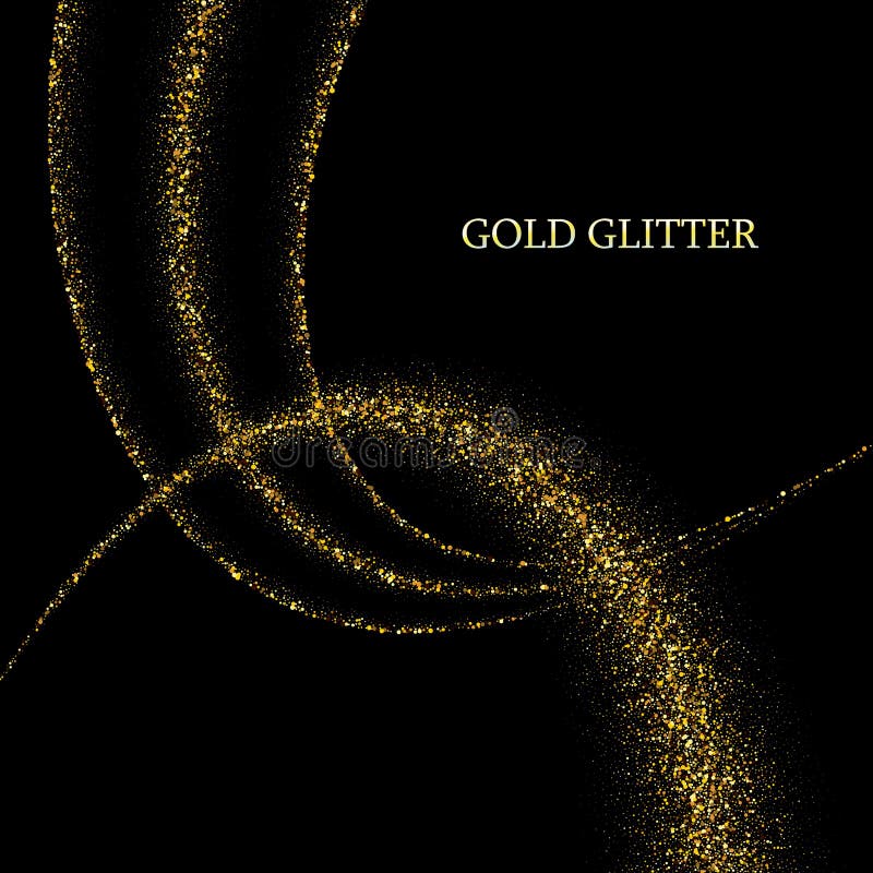 Gold Dust in the Form of a Wavy Stripe on a Black Background, an ...