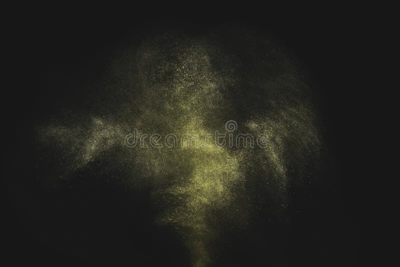 Gold Dust Glitter Shooting Spray on Black Background Stock Image ...