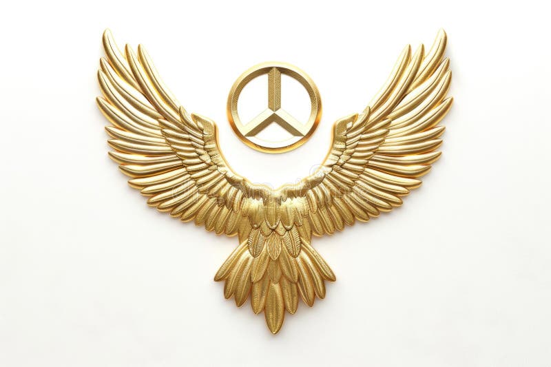 A Gold Eagle with a Peace Sign Symbolizing Harmony and Unity Stock ...