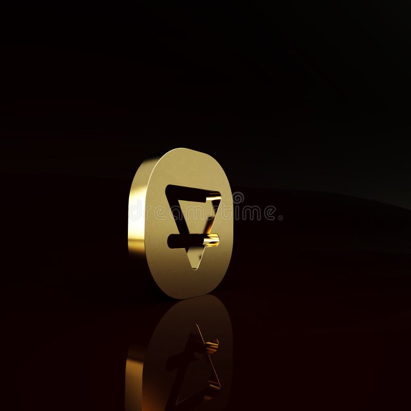 Gold Earth Element of the Symbol Alchemy Icon Isolated on Brown ...