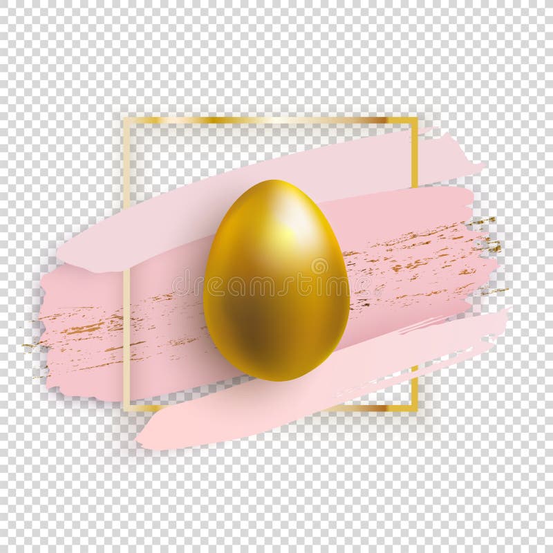 Gold Easter Egg in Gold Square with Beige Blots on Transparent ...