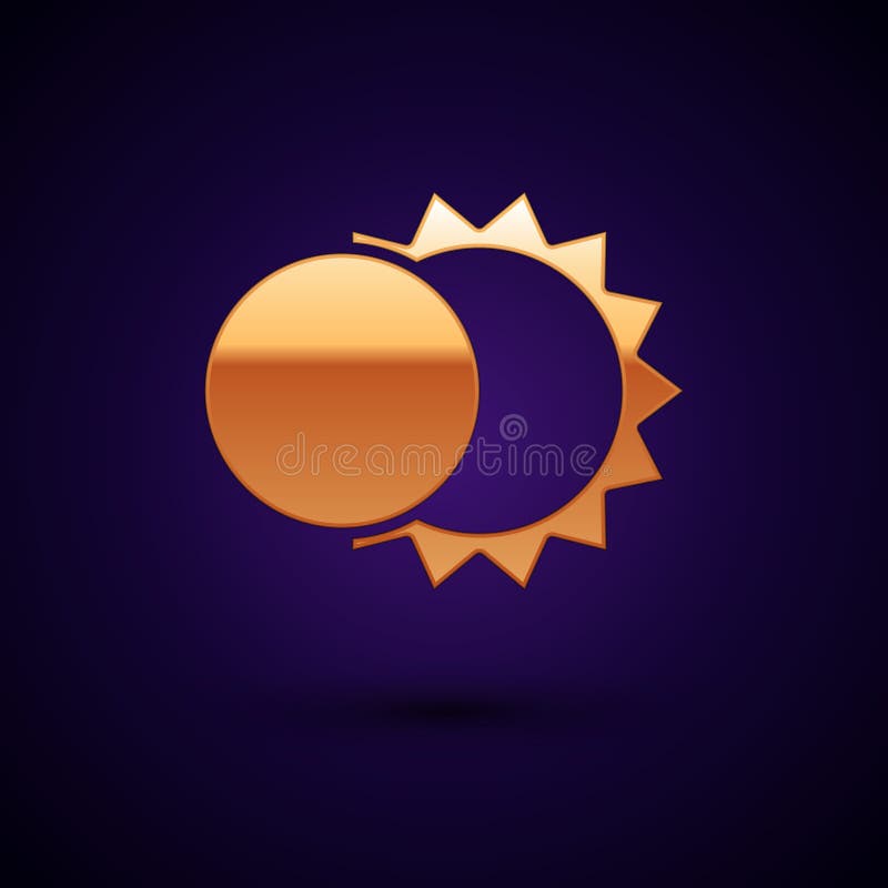 Gold Eclipse of the Sun Icon Isolated on Black Background. Total Sonar ...