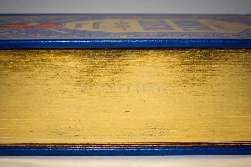 Gold Edge of Closed Old Vintage Book with Blue Cover Stock Image ...