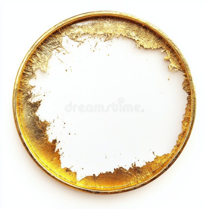 Gold-edged Circular Frame with White Center and Textured Design Stock ...