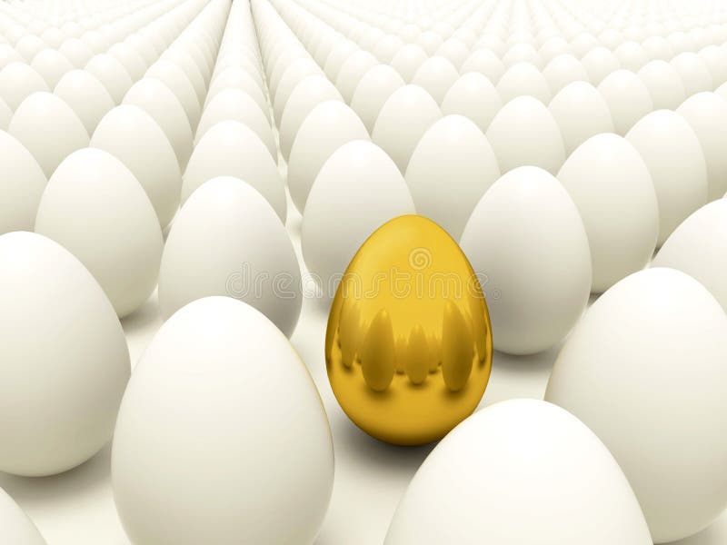 Gold Egg in Rows of Normal Eggs - Easter Time Stock Illustration ...