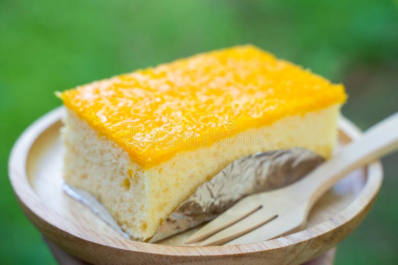 Gold egg yolk thread cakes stock image. Image of wooden - 136924181