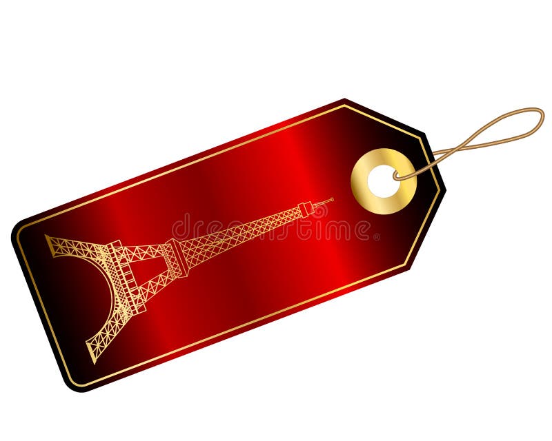 Gold Eiffel Tower Tag stock vector. Illustration of tower - 84752563