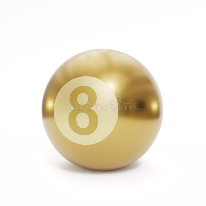 Gold Eight Billiards Ball Isolated on White Background Stock ...