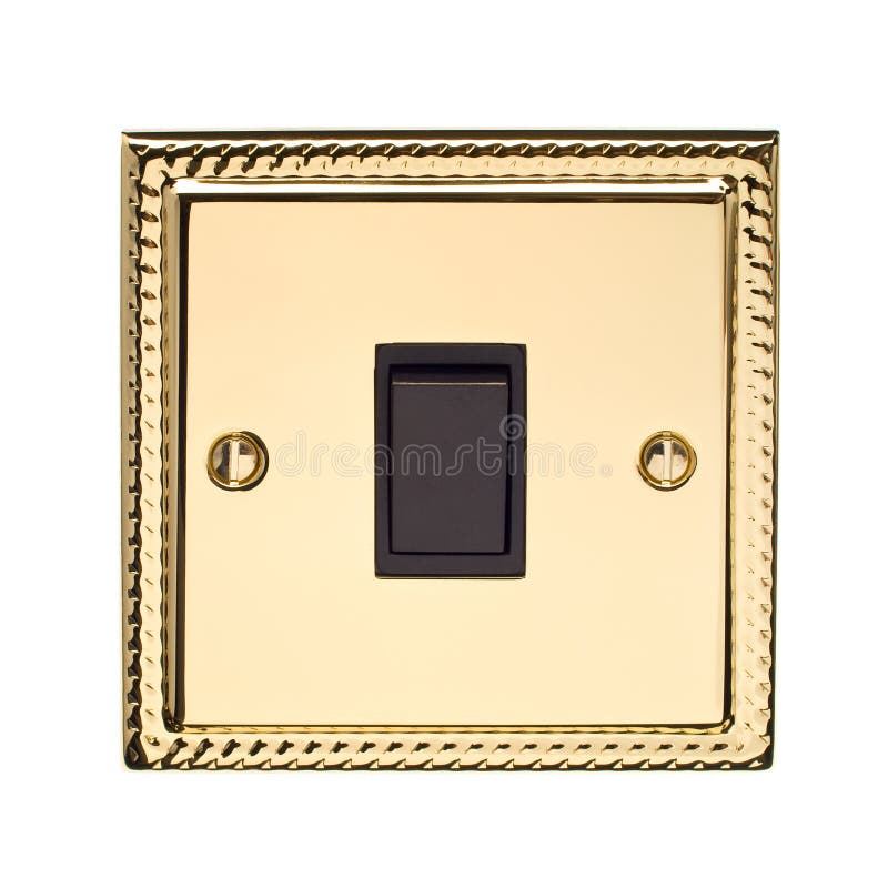 Gold Electric Light Switch stock image. Image of electricity - 18543333