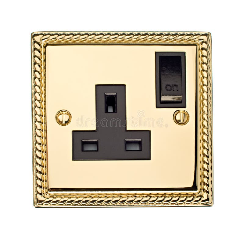Gold Electric Light Switch stock image. Image of electricity - 18543333