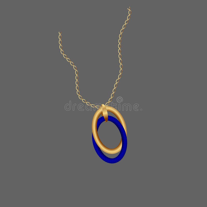 Gold Elegant Chain with Gold and Blue Pendant. Vector Stock ...