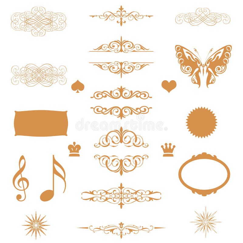Gold elements collection stock illustration. Illustration of document ...