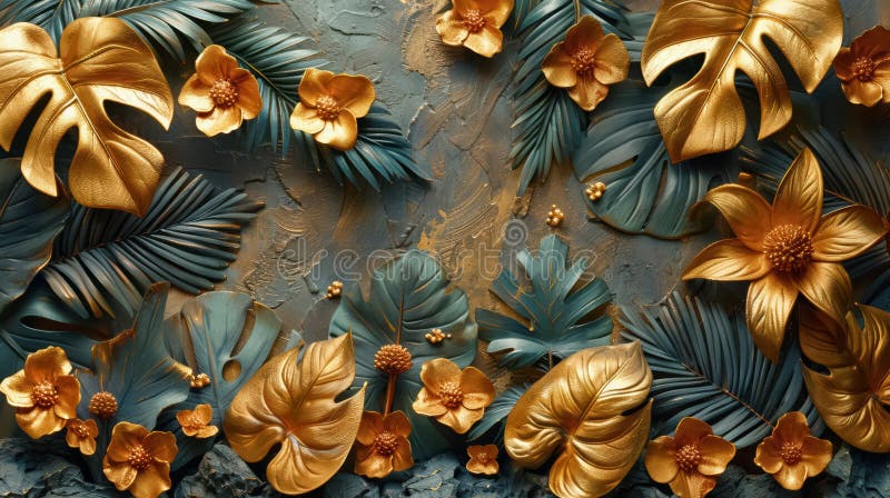 Gold Elements on an Abstract Background Stock Illustration ...