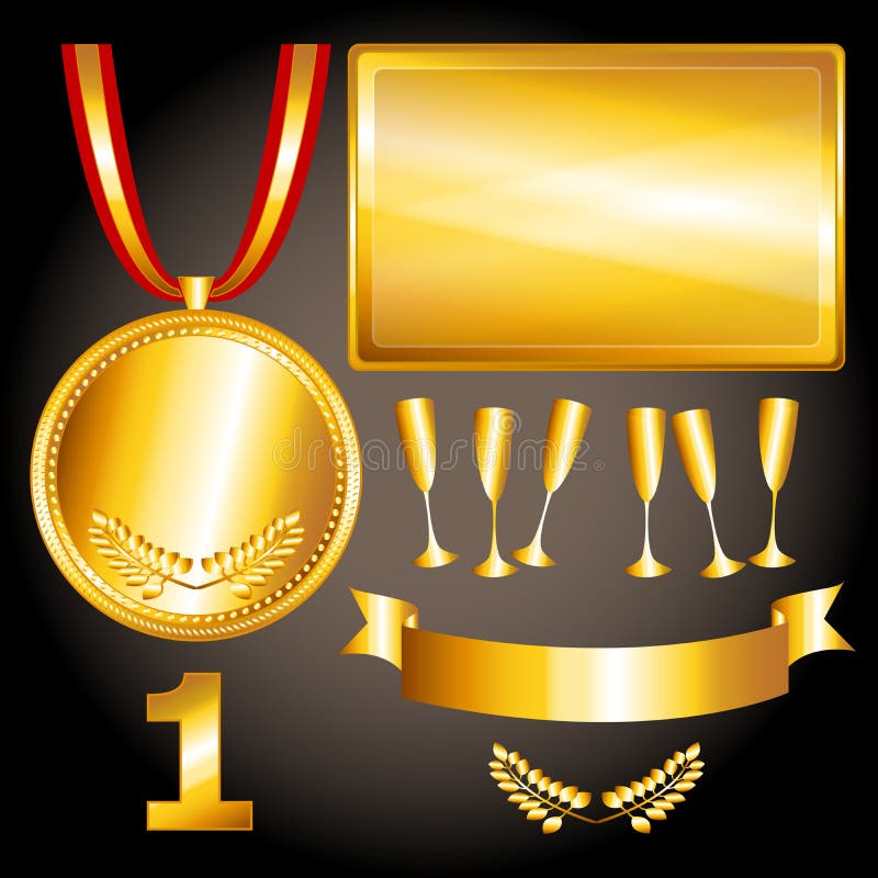 Gold Elements for Games and Sports Stock Vector - Illustration of 1rst ...