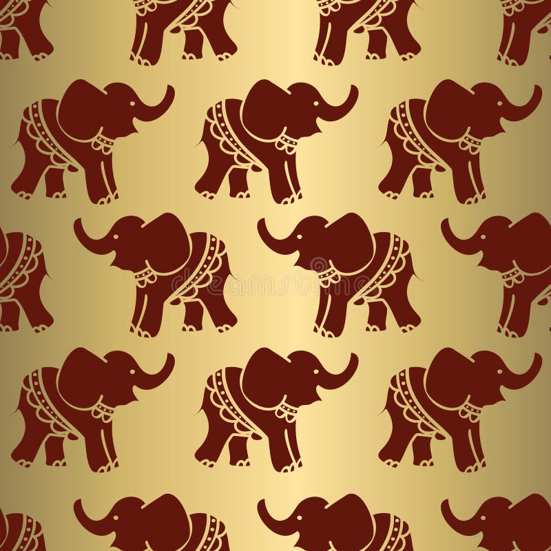 Gold Elephant Head Vector Illustration Isolated on White Background ...