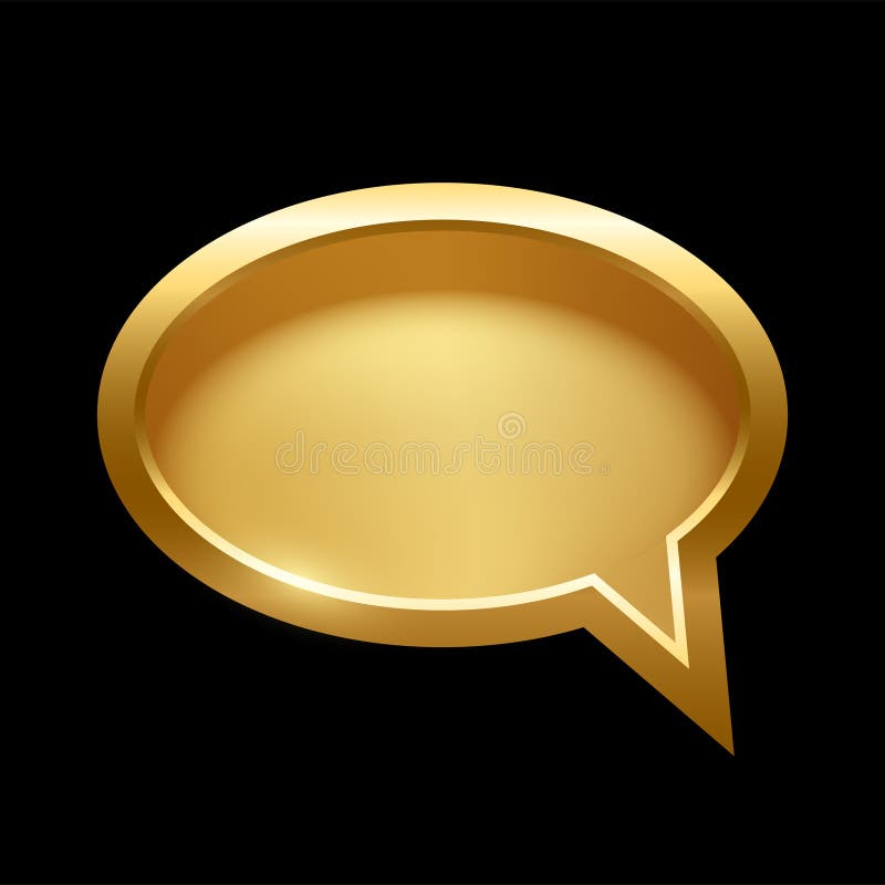 Gold Ellipse Speech Bubble with Frame Vector Illustration. 3d Golden ...