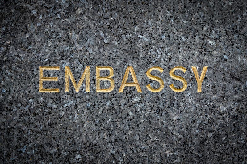 Gold Embassy Sign stock photo. Image of entrance, building - 126752752