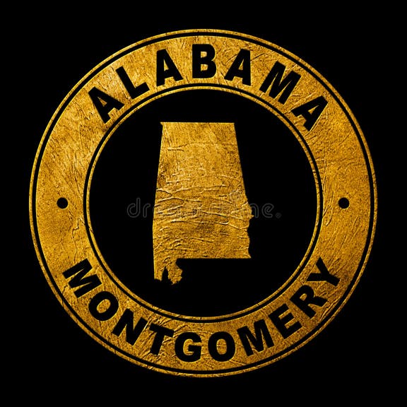 Gold Emblem of Alabama Map stock illustration. Illustration of america ...