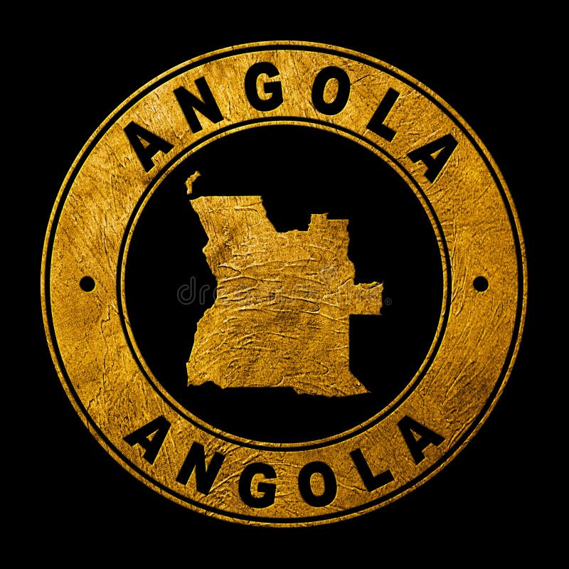Gold Emblem of Angola Map stock illustration. Illustration of metallic ...