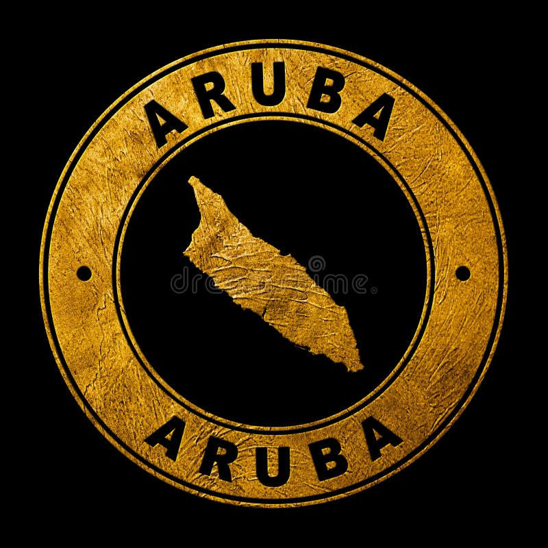Gold Emblem of Aruba Map stock illustration. Illustration of wealth ...