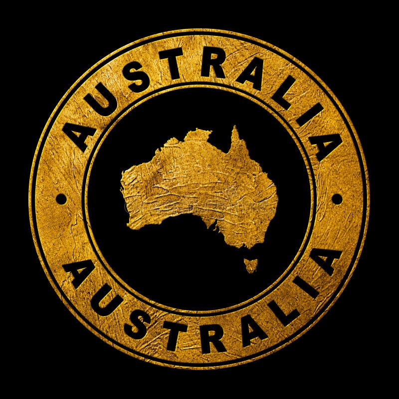 Gold Emblem of Australia Map Stock Illustration - Illustration of ...