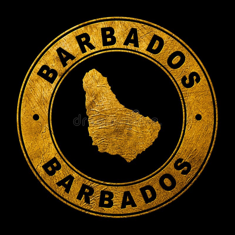 Gold Emblem of Barbados Map Stock Illustration - Illustration of golden ...