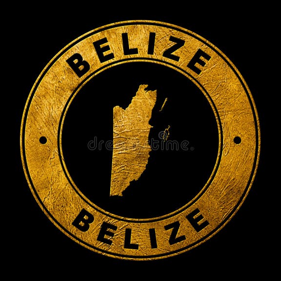 Gold Emblem of Belize Map stock illustration. Illustration of national ...