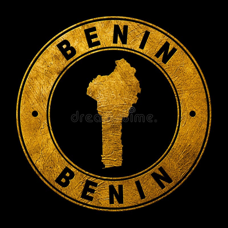 Gold Emblem of Benin Map stock illustration. Illustration of label ...