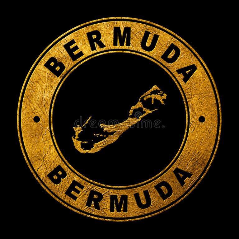 Gold Emblem of Bermuda Map stock illustration. Illustration of american ...