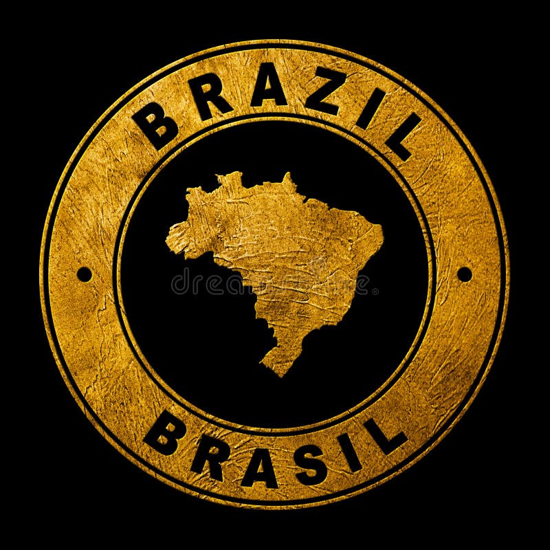 Map of Brazil, Gold Map on Black Background Stock Illustration ...