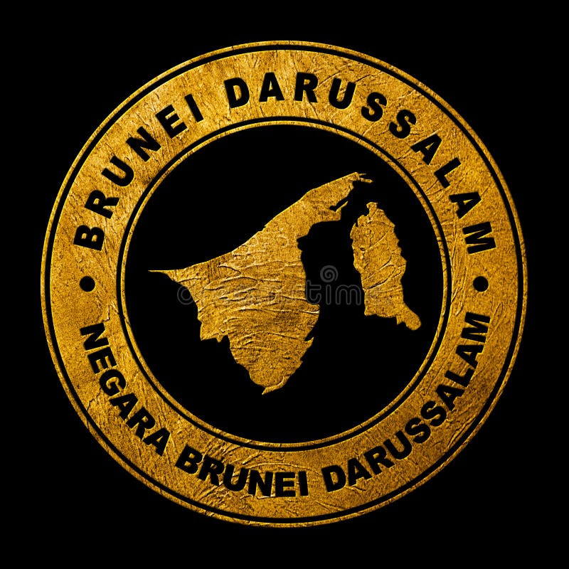 Gold Emblem of Brunei Darussalam Map Stock Illustration - Illustration ...