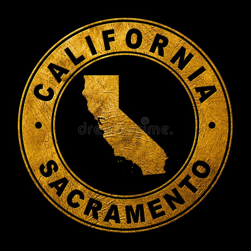 Gold Emblem of California Map Stock Illustration - Illustration of ...