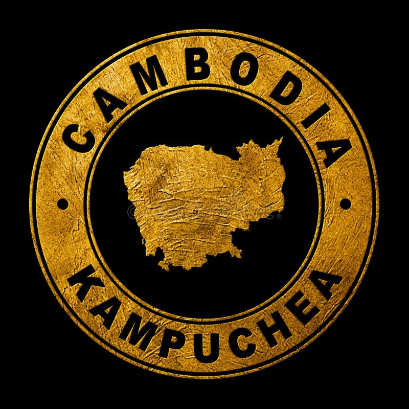 Gold Emblem of Cambodia Map Stock Illustration - Illustration of ...