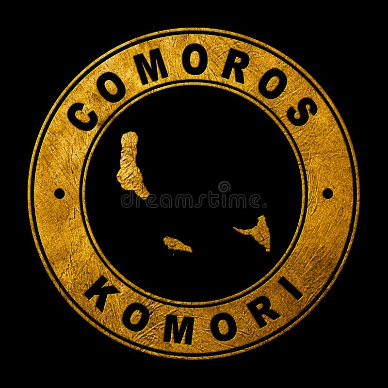 Gold Emblem of Comoros Map stock illustration. Illustration of africa ...