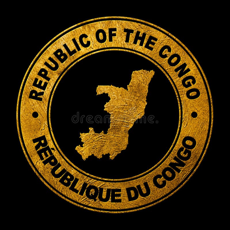 Gold Emblem of Congo Map stock illustration. Illustration of edition ...