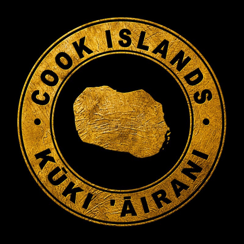 Gold Emblem of Cook Islands Map Stock Illustration - Illustration of ...