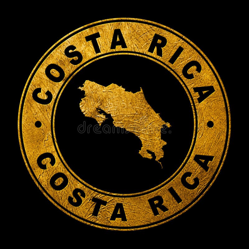 Gold Emblem of Costa Rica Map Stock Illustration - Illustration of icon ...
