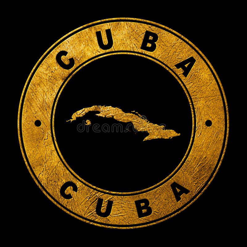Gold Emblem of Cuba Map stock illustration. Illustration of badge ...