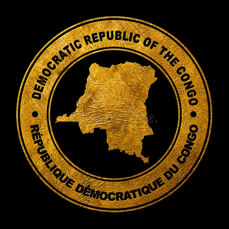 Gold Emblem of Democratic Republic Congo Map Stock Illustration ...