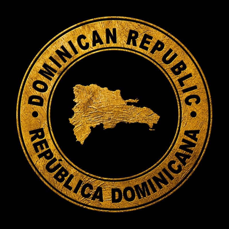 Gold Emblem of Dominican Republic Map Stock Illustration - Illustration ...